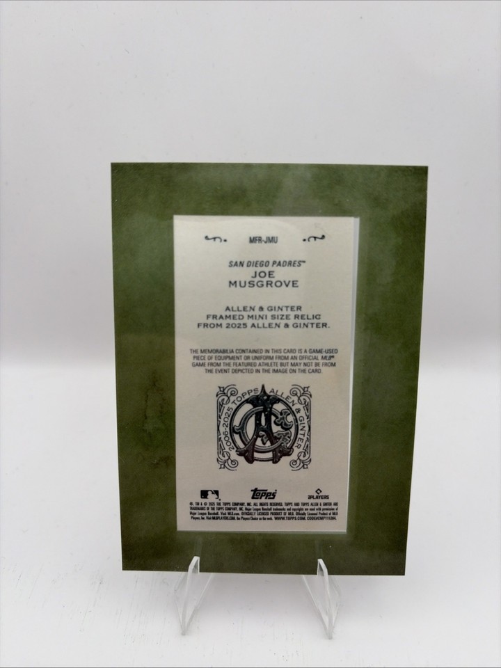 2025 JOE MUSGROVE TOPPS ALLEN & GINTER MINI FRAMED RELIC JERSEY!! | eBay