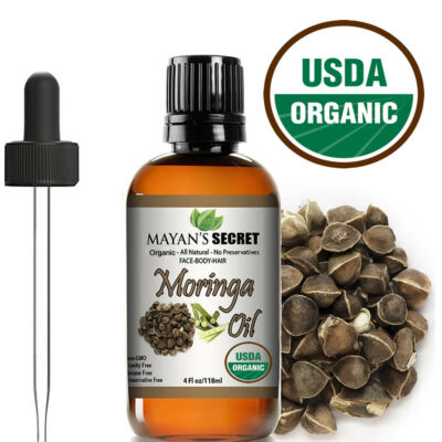 Moringa Oil 100% Pure Virgin Cold Pressed l, Anti-Aging, 4 fl.oz. USDA ...