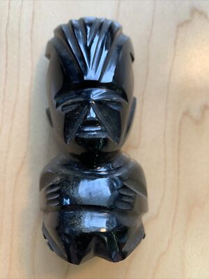Vintage Black Onyx Obsidian Aztec Mayan Inca Figure | eBay