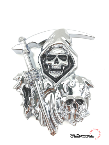 3D Chrome GRIM REAPER SKULL Car Emblem Decal 3M Sticker Harley Davidson ...