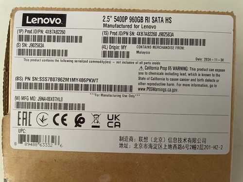 4XB7A82260 (03KH064) Lenovo ThinkSystem 2.5" 5400 PRO 960GB RI SATA 6Gb ...