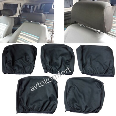 Set of 5 Ps Black Headrest Covers For Car Van Bus Five Headrest ...