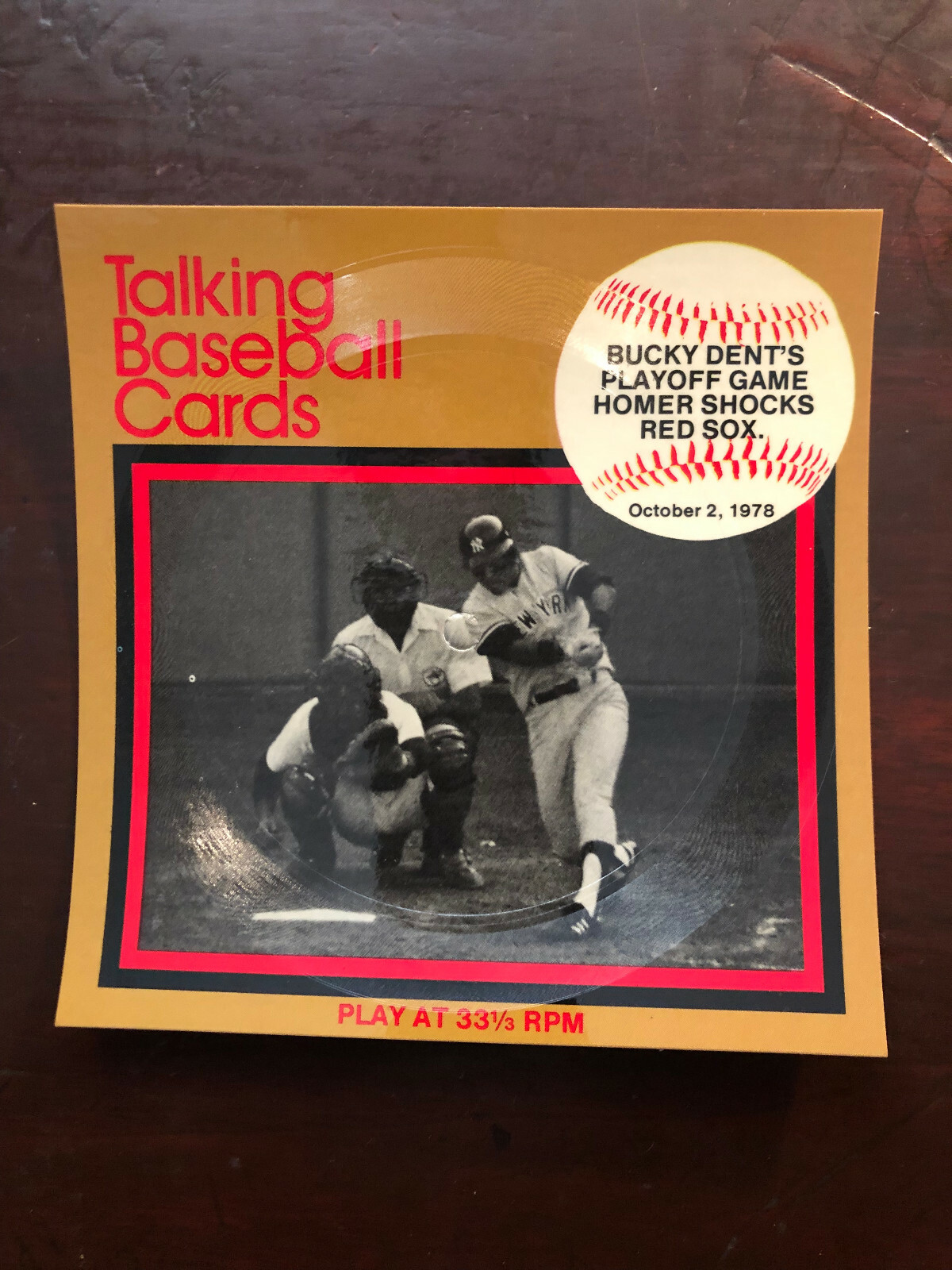 1979 CMC TALKING BASEBALL CARDS RECORD BUCKY DENT'S PLAYOFF GAME HOMER ...