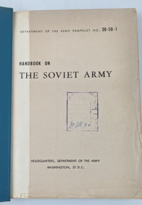 1958 HANDBOOK ON THE SOVIET ARMY No. 30-50-1 Authentic photos and ...