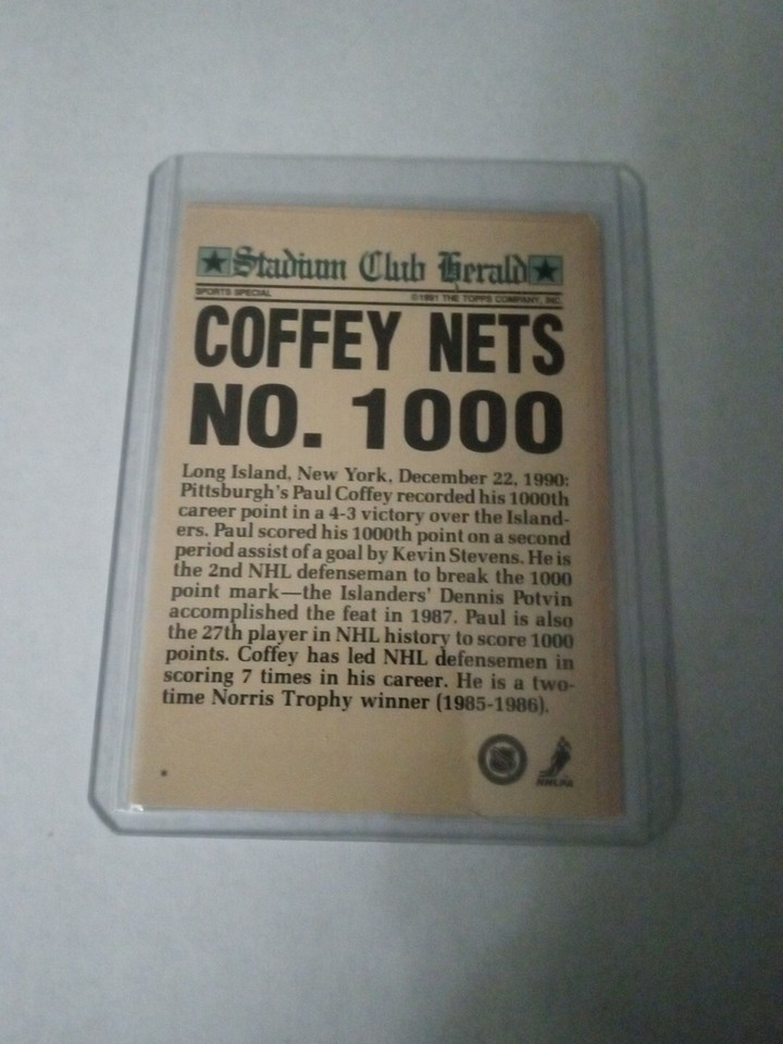 Paul Coffey 1991 Stadium Club Members Only Card #40 Pittsburgh Penguins ...