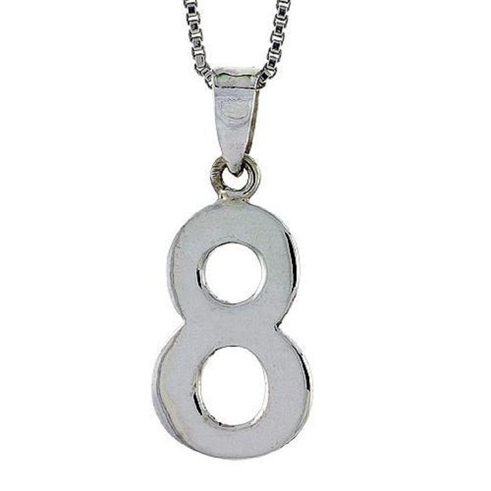 Sterling Silver Any One Number Pendant from 0 to 24 w/ 18" Italian Box ...