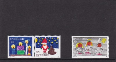 Sweden mnh set christmas children drawings santa claus 1972 color shift ...