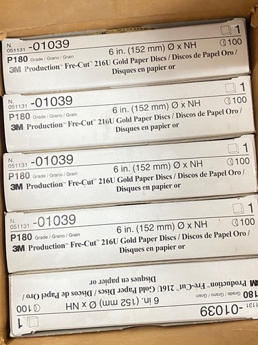 500 new 3M Production Fre-Cut 216U (6" x NH) P180 Grit Gold Paper ...