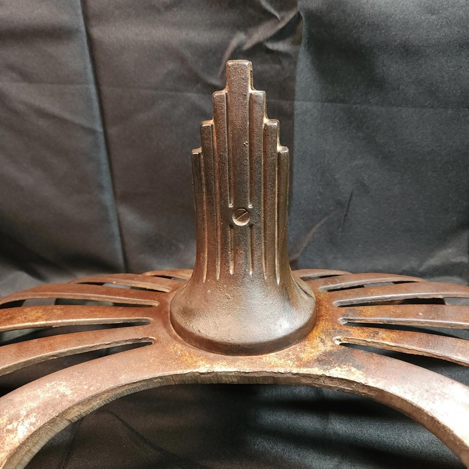 Antique Cast Iron Parlor Stove Topper Art Deco Chrome Heavy Finial | eBay