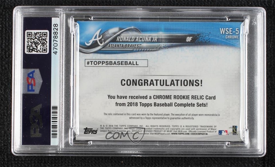 2018 Topps Chrome Rookie Relic Complete Sets Ronald Acuna Jr #WSE-5 PSA ...