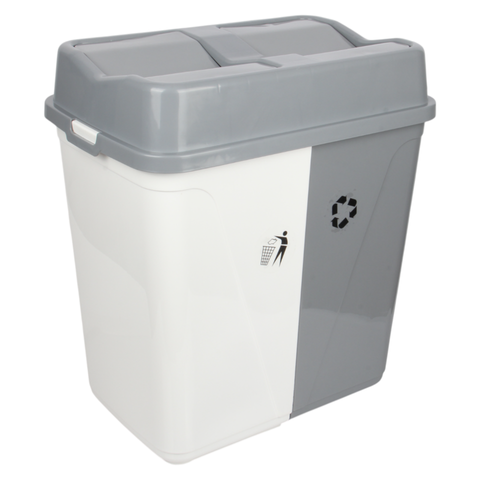 Jolie Max 100L Dual Compartment Recycling Bin Swing Lid Rubbish Waste ...