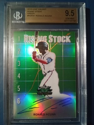 2018 Leaf Valiant Ronald Acuna Jr (RC) Auto Rising Stock 9.5/10 Gem ...