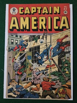 CAPTAIN AMERICA COMICS #42 COVER ONLY TIMELY COMICS HUMAN TORCH 1944 | eBay