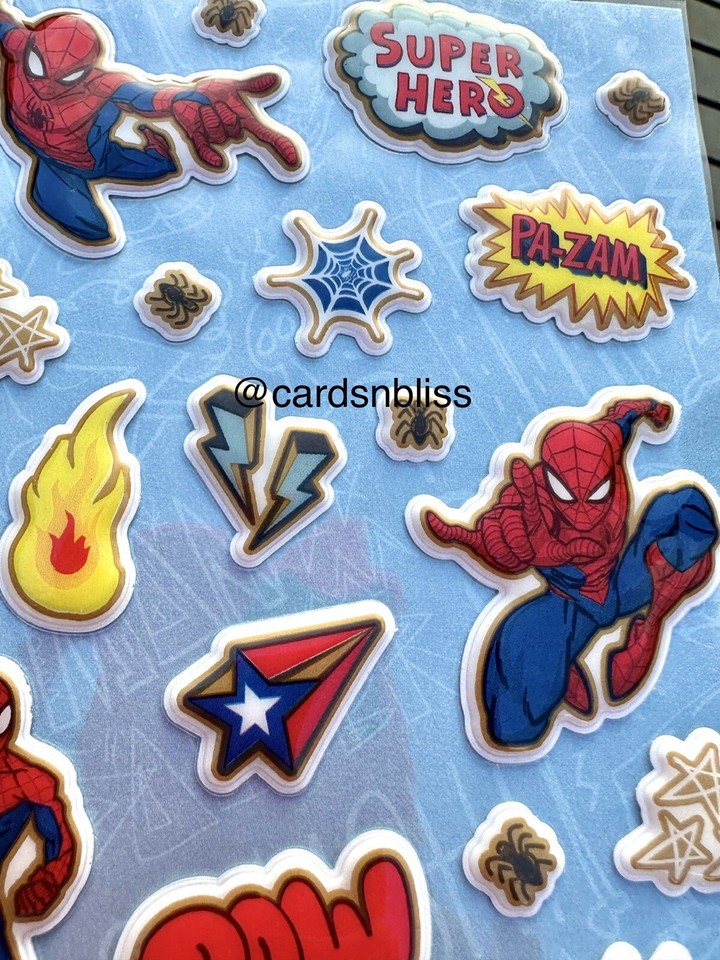 New! Hallmark Signature Like Papyrus 3D Spider-Man Sticker Sheet ...