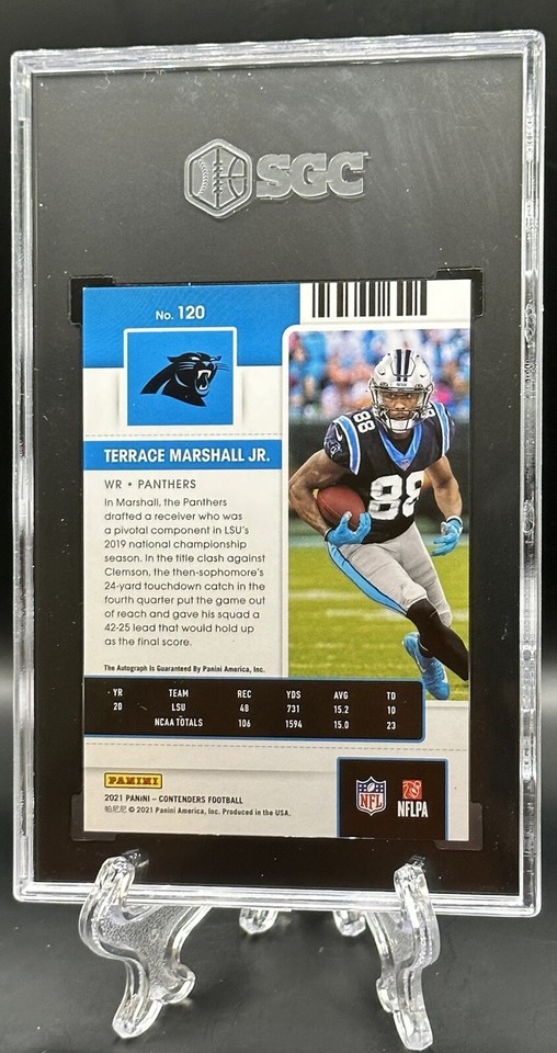 Terrace Marshall Jr. 2021 Panini Contenders #120 Playoff Ticket Auto 20 ...