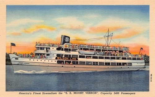 SS Mount Vernon Wilson Line Steam Ship Linen Nautical Maritime Vtg ...