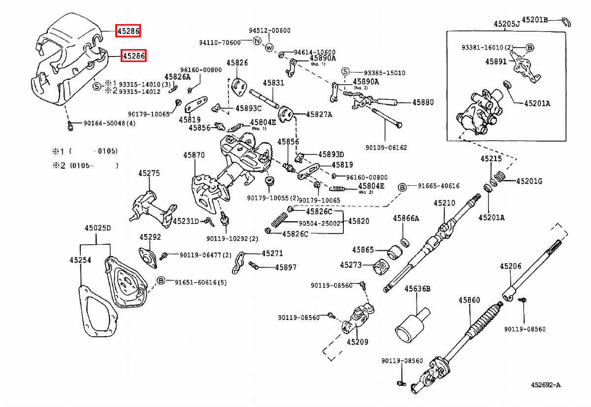Genuine 4Runner RN120 RN110 RN106 RN101 Non Tilt Steering Column Shroud ...