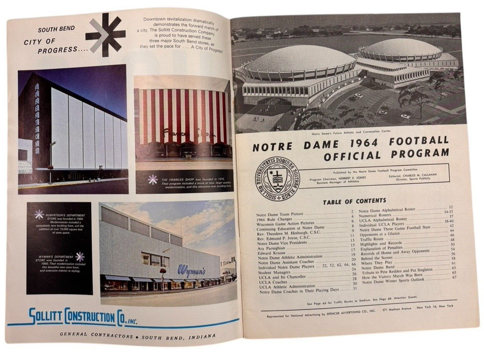 UCLA vs Notre Dame Official Football Program October 17, 1964 ND ...