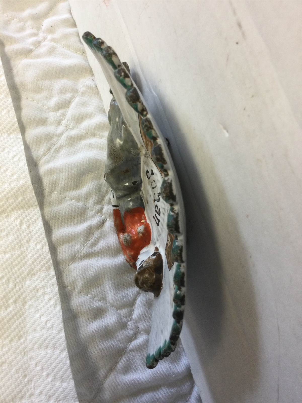 Antique Cast Iron Enamel Painted Scallop Shell Ashtray Mermaid Pipe ...