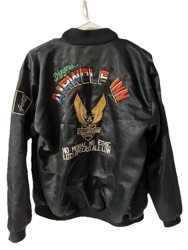 Vintage 70s Harley Davidson Black Men’s M Satin Bomber Jacket “Airwolf ...
