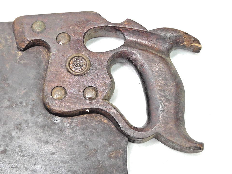 Vintage Disston 28" Blade Rip Saw Skew Back Thumbhole Hand Saw 7 Teeth ...