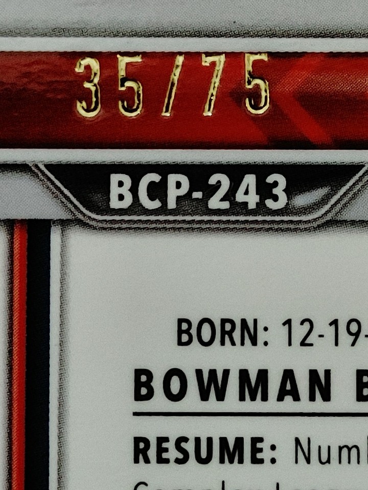 22 Bowman Chrome Prospects Blaze Jordan #BCP-243 Yellow Refractor 35/75 ...