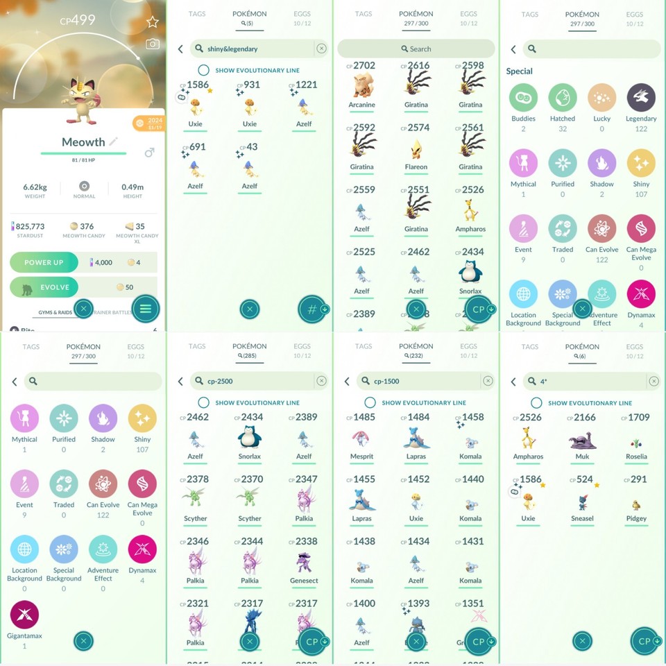 Pokemon Account Go Lvl 40 122 Legendary /107 Shiny /6 Hundo /1 Shundo ...