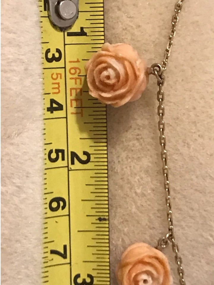 19th Century Antique Victorian 14K Gold Carved Salmon Coral Roses ...