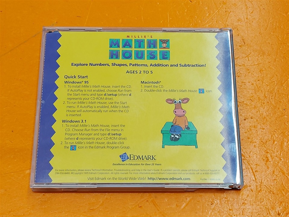 ⭐️⭐️⭐️⭐️⭐️ *RARE* Edmark PC CD-ROM Millie's Math House Ages 2-5 Win 95 ...