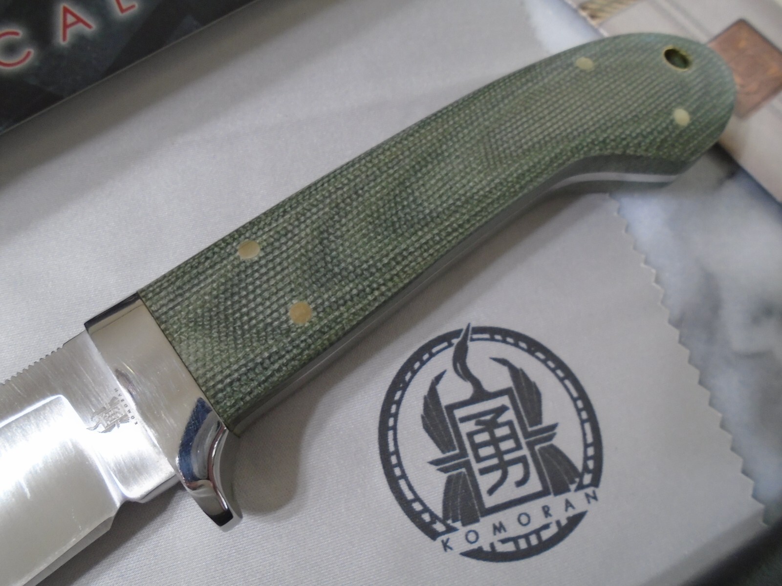 Komoran Fixed Blade Hunter Knife 5mm Full Tang 7Cr17MoV Green Micarta ...
