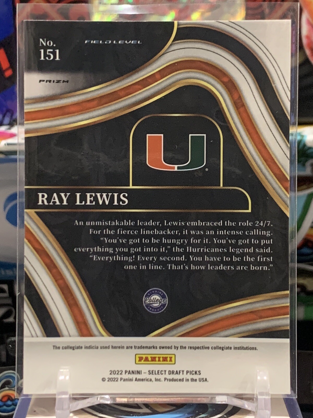 2022 Panini Select Draft Picks RAY LEWIS *Field Level Silver Prizm ...