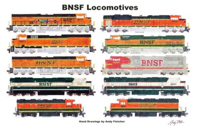 BNSF Locomotives 11"x17" Horizontal Poster Andy Fletcher signed | eBay