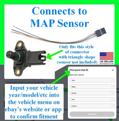 fits BMW MAP Sensor Connector Plug Wiring Harness Manifold Absolute ...