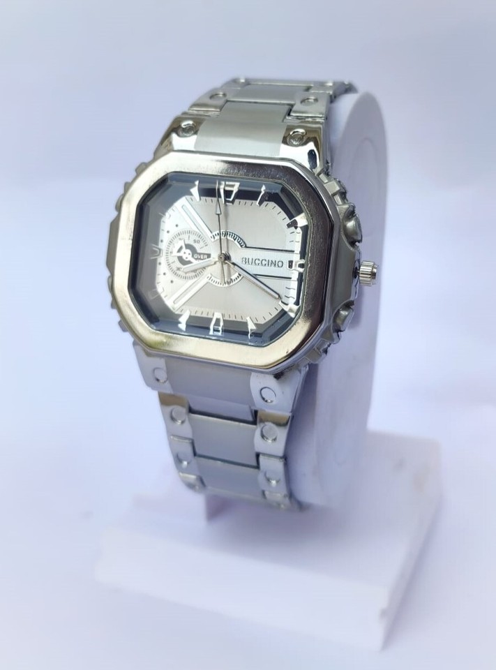 Men's Futuristic Style Watch Stainless Steel Strap Silver & Black ...