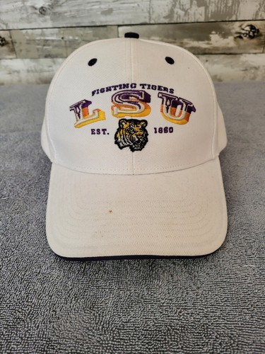 Vintage LSU Tigers Baseball Hat White Adjustable NCAA College Sport ...