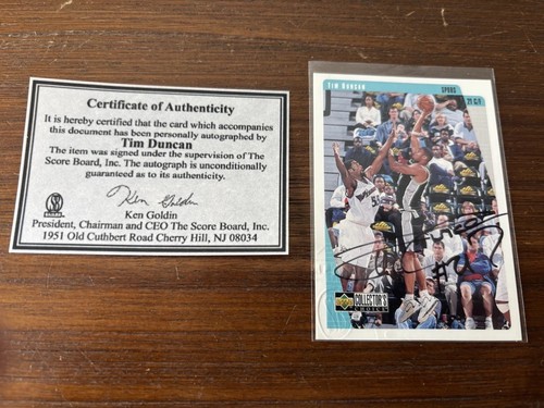1997-98 TIM DUNCAN Collectors Choice RC Scoreboard Authenticity On Card ...
