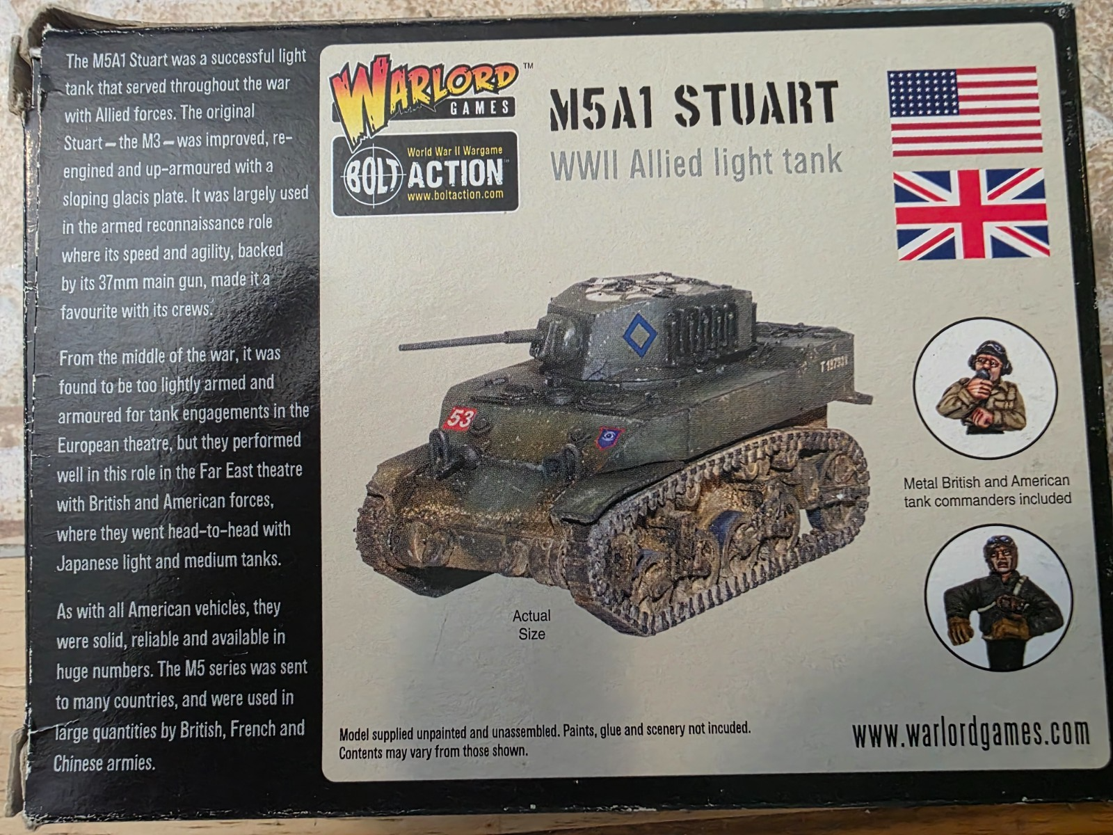 M5A1 STUART WWII ALLIED LIGHT TANK - WARLORD GAMES - BOLT ACTION - NEW ...