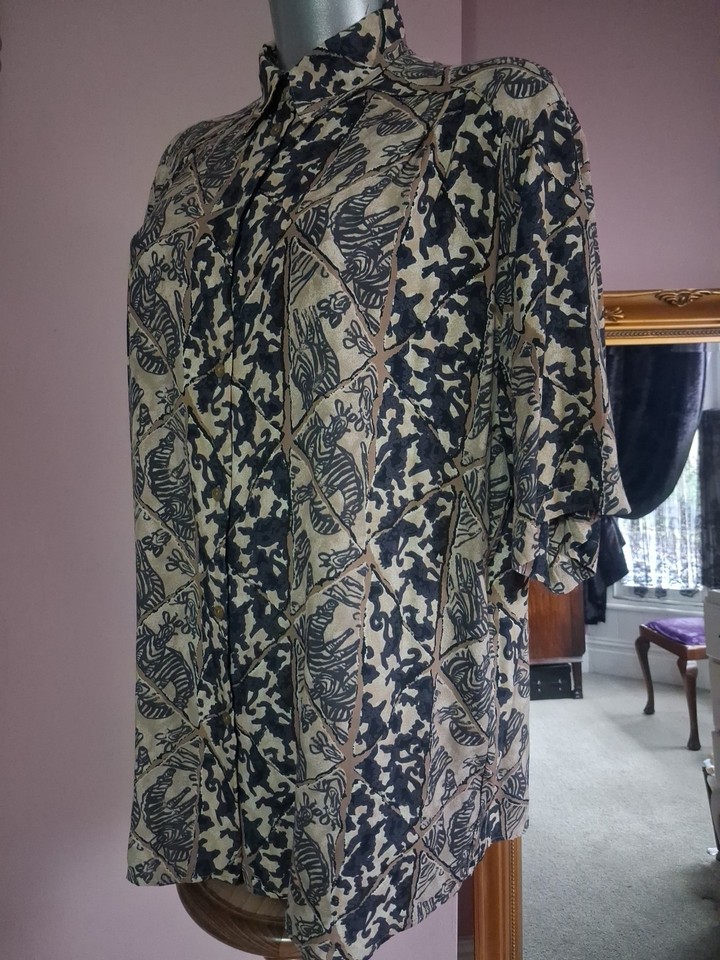 *BRANDTEX* vintage Brown Black Zebra Unusual Patterned Button Front ...