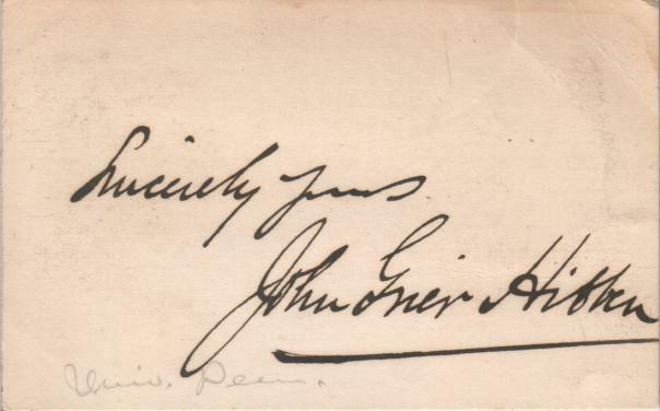 John Grier Hibben Autographed Card Princeton President / Minister D.33 ...