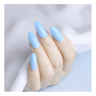 STILETTO *SMARTIE* Full Cover Light Blue Press On 24 Nail Tips + Glue ...