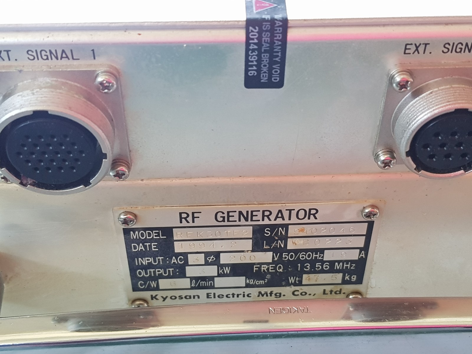 KYOSAN RFK 30,RFK30TE2 3KW 13.56 Mhz RF GENERATOR TESTED WORKING FREE ...