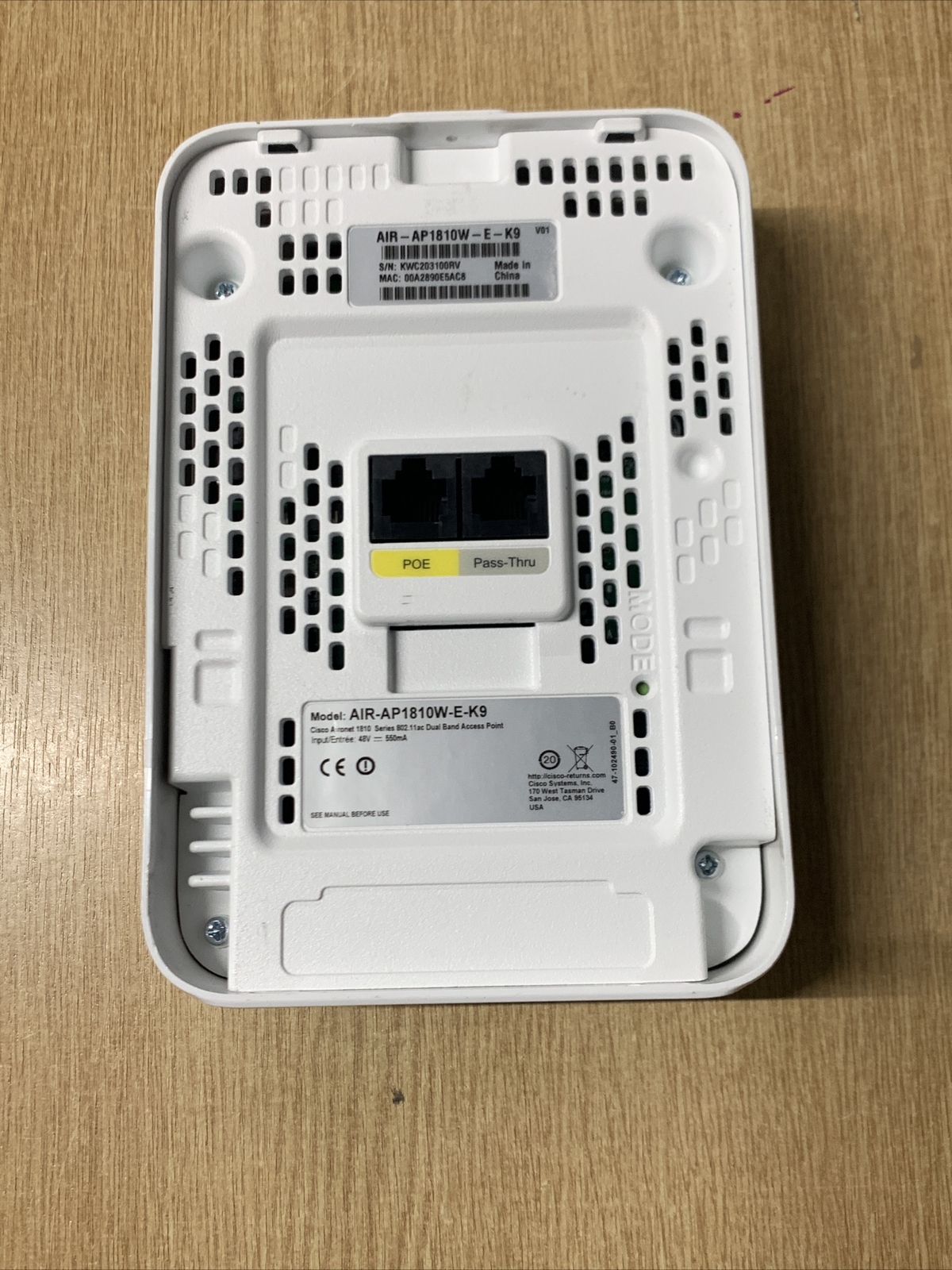 Cisco 1810w Access Point Wireless 802.11ac Wave 2, 2x2:2, 3 GbE AIR ...