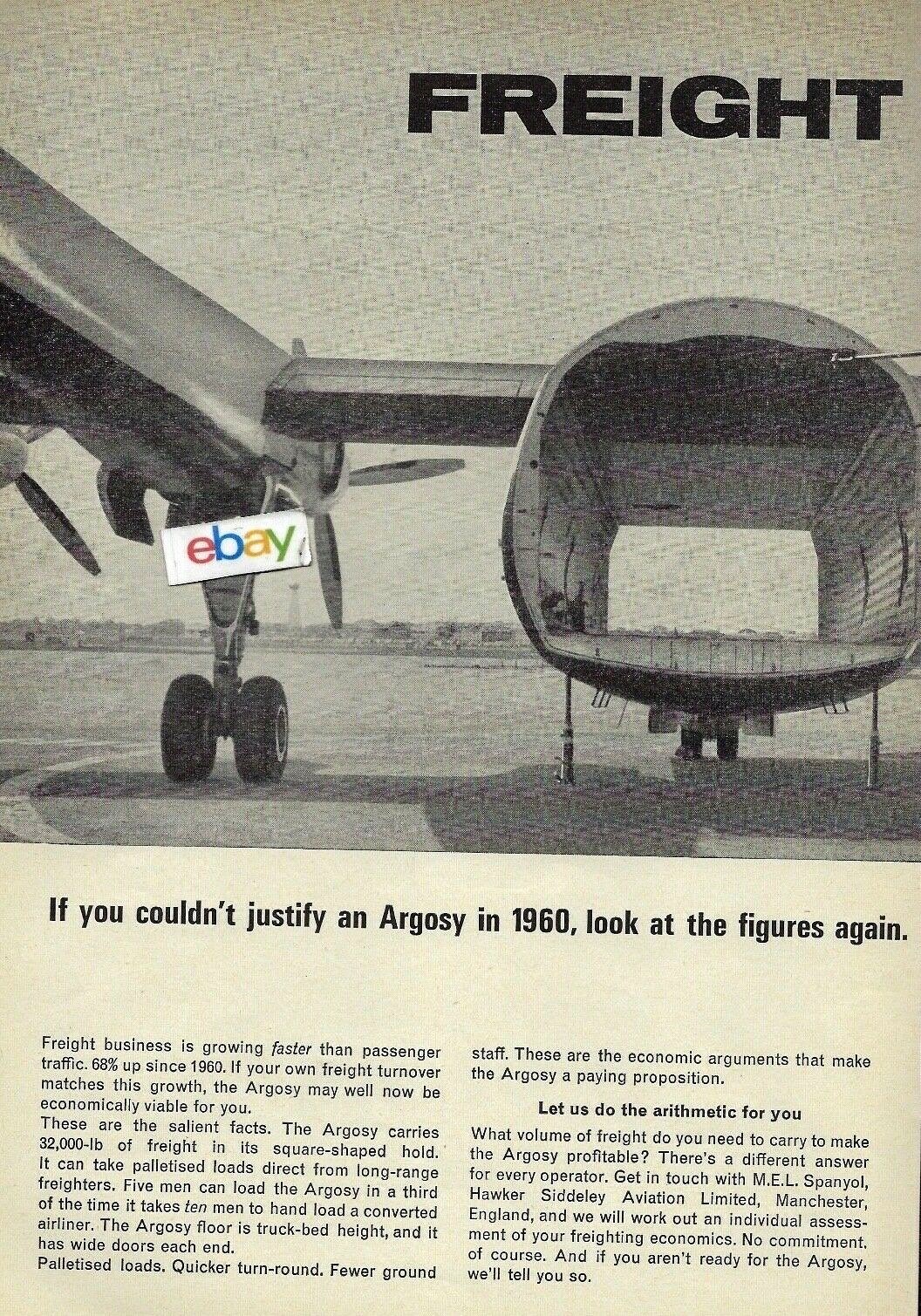 HAWKER SIDDELEY ARGOSY C.MK.1 FREIGHT BOOM! BEA BRITISH EUROPEAN 2 PG ...