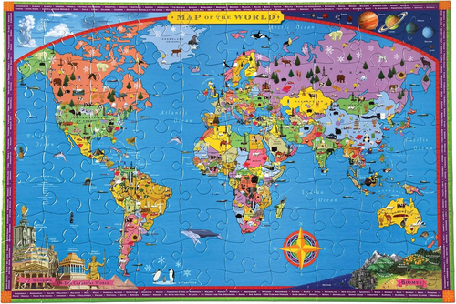 : World Map 100 Piece Puzzle, Provides Wanderlust to All Ages, 100 ...