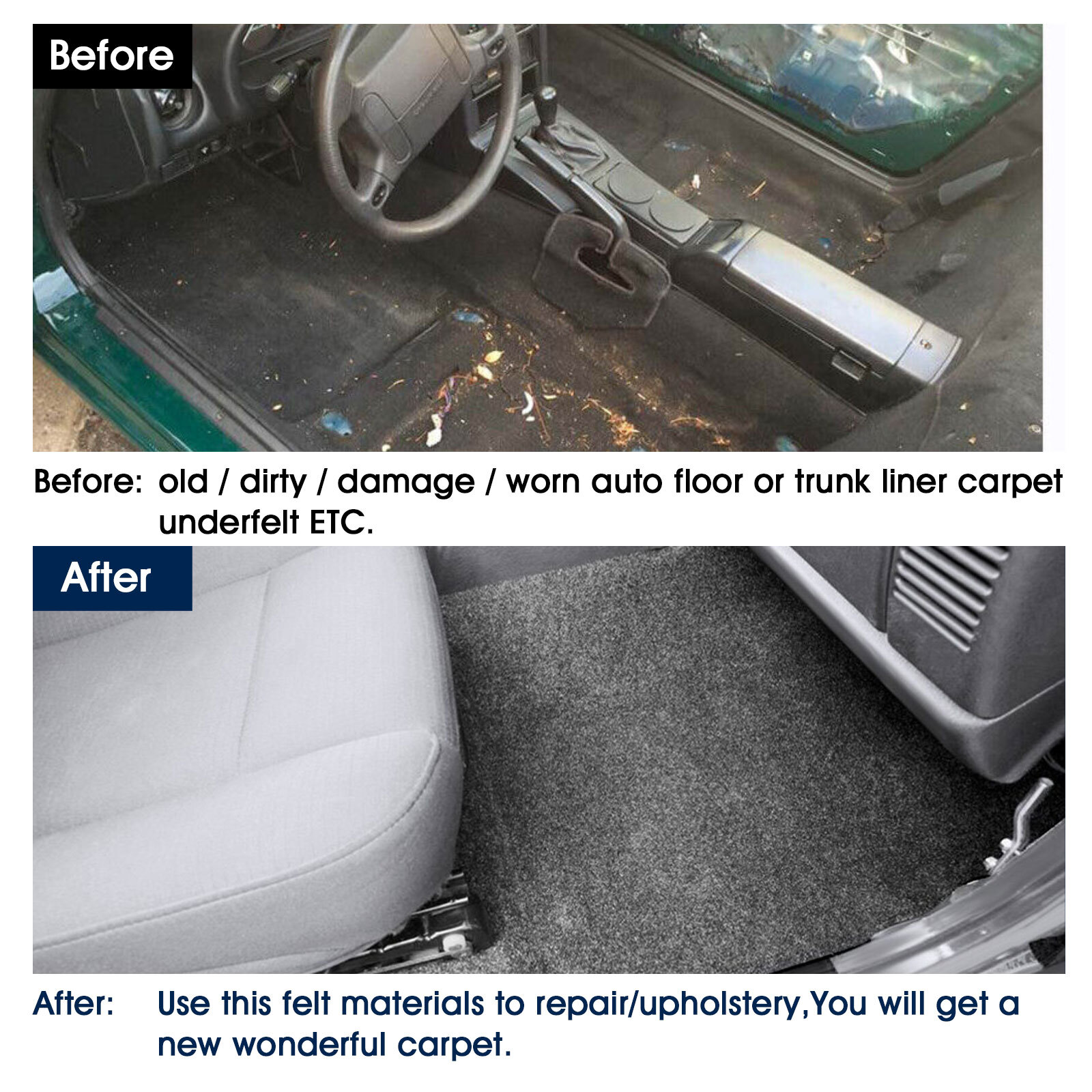 Car Floor Mat Universal Carpet Underfelt Upholstery Auto Underlay Cover Renovate | eBay