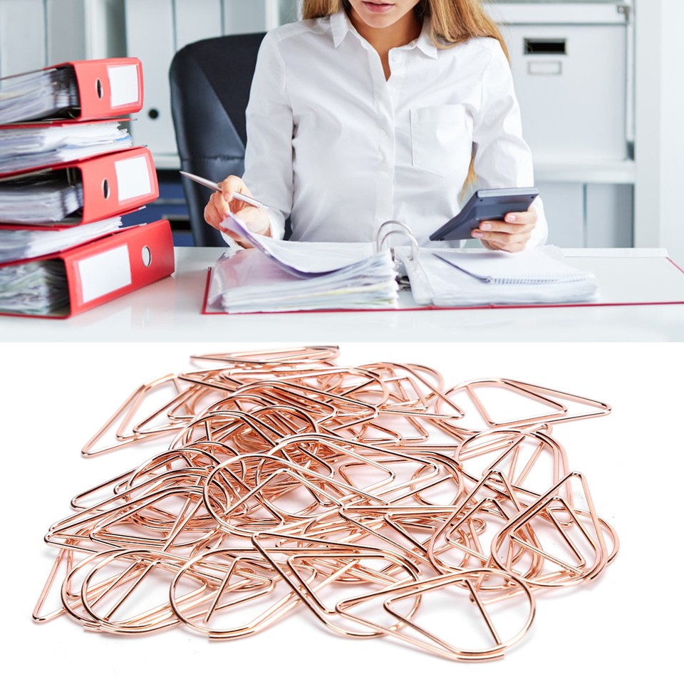 40Pcs Water Drops Shape Paper Clips Rose Gold Cute Pins For Office File ...