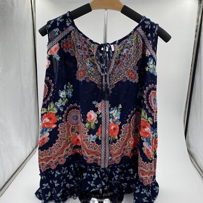Bila Women's Size XL Sleeveless Tank Embroidered Boho Peasant Blouse V ...