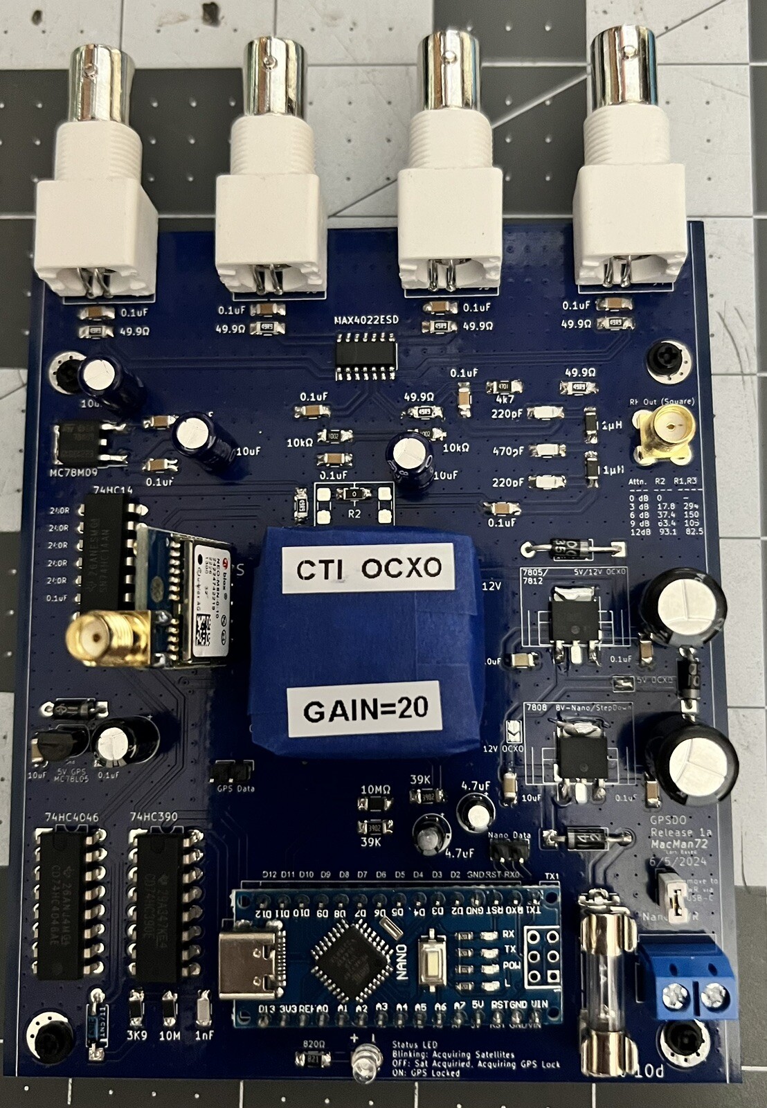 4 CH GPSDO Board: Arduino Based, Neo-M8N Controlled, CTI OSC5A2B02 ...