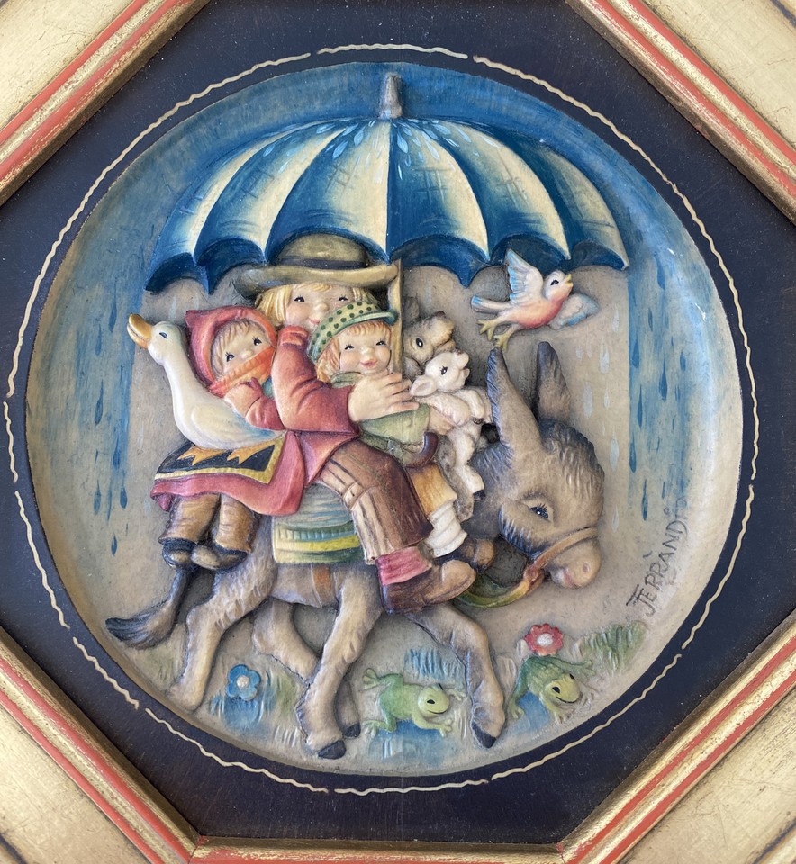 ANRI FERRANDIZ Wood Framed Wall Plate “Riding Through the Rain ...