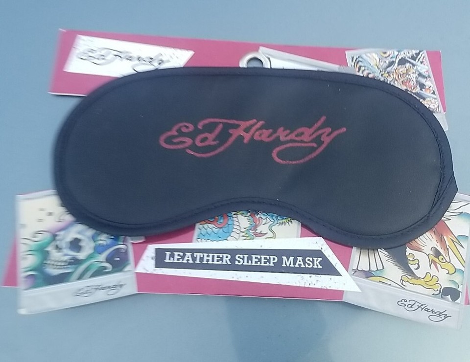 Ed HARDY Blindfold Sleep Mask And Black Leather Soft Travel | eBay
